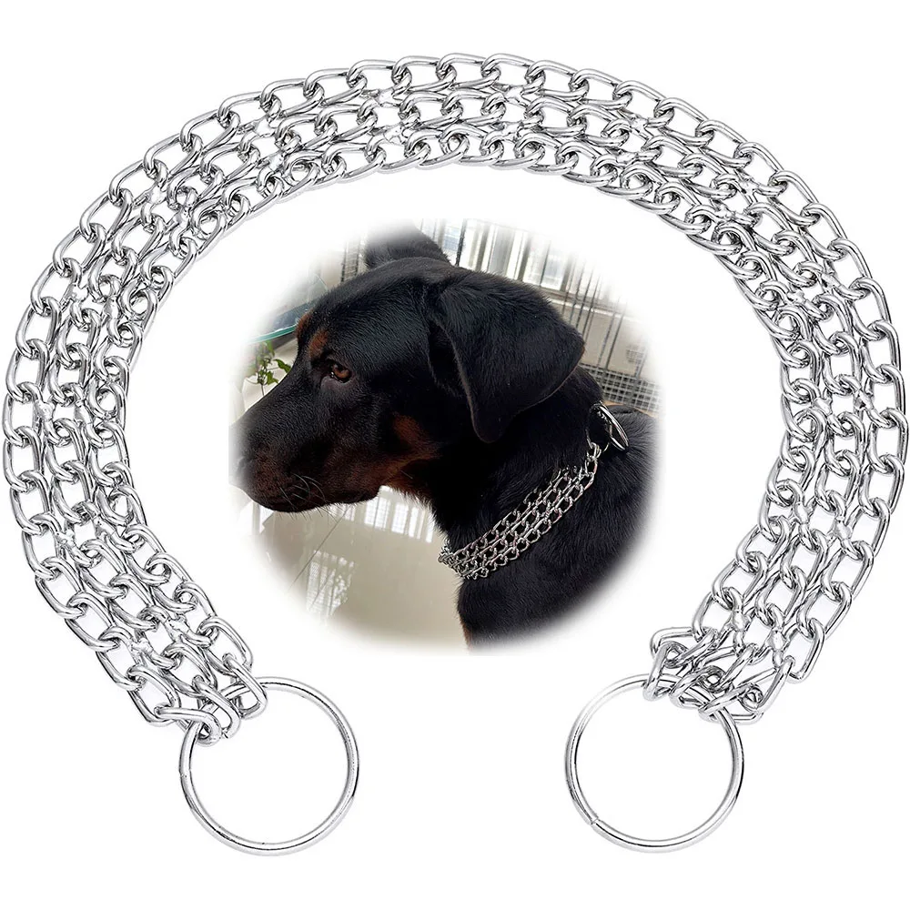 Heavy-Duty-Pet-Collars-Three-Row-Metal-Dog-Chain-Collar-Strong ...