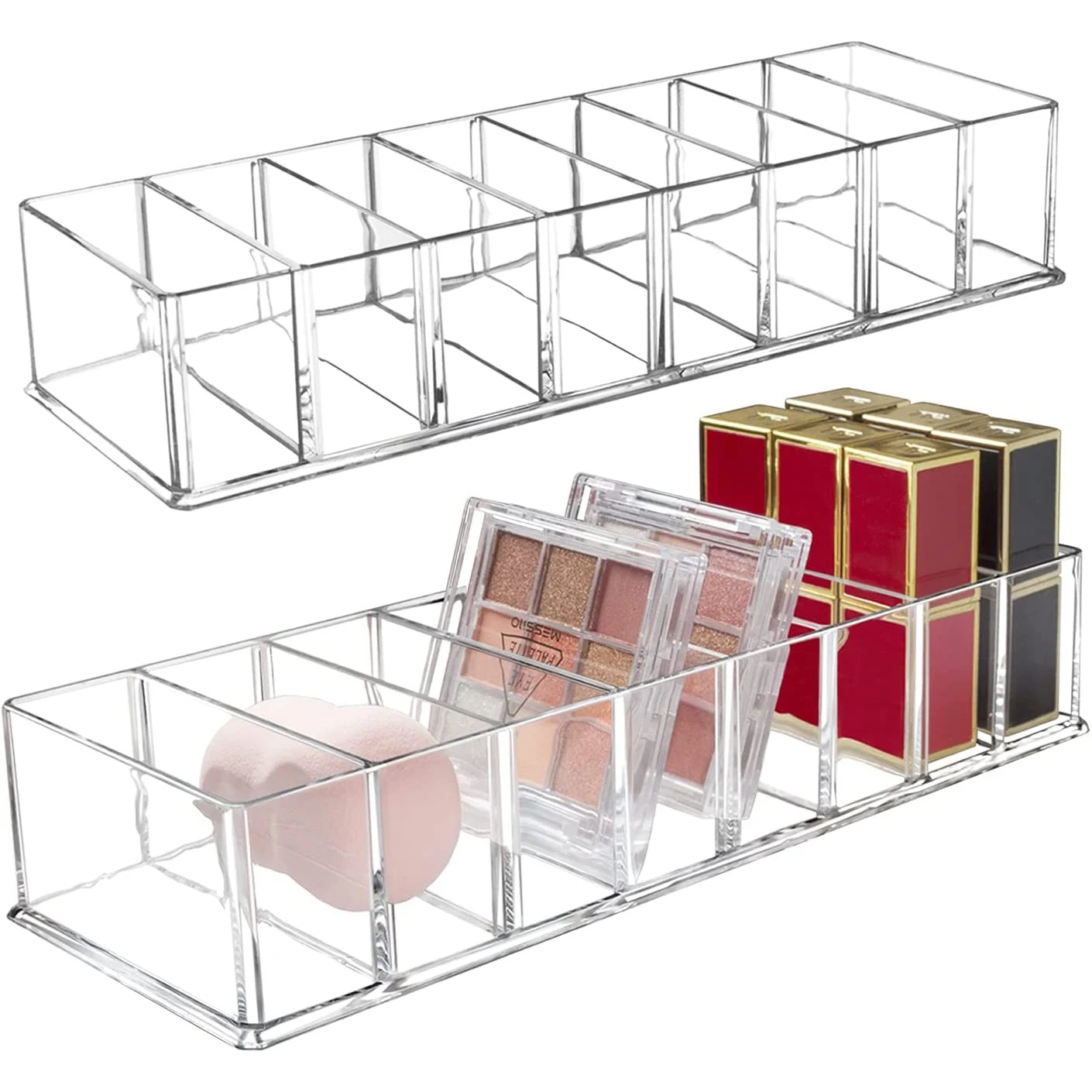 2PCS-8-Compartments-Eyeshadow-Makeup-Organiser-Removable-Clear-Acrylic ...