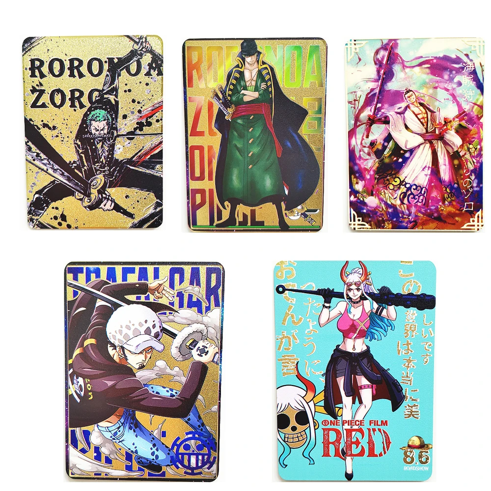 One-Piece-Anime-Metal-Cards-Zoro-Yamato-Trafalgar-D-Water-Law-Cartoon ...