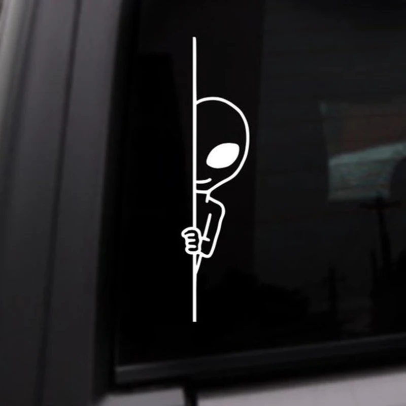 Black/White Peeking Alien UFO Car Sticker Small/Big Size Cute Funny ...
