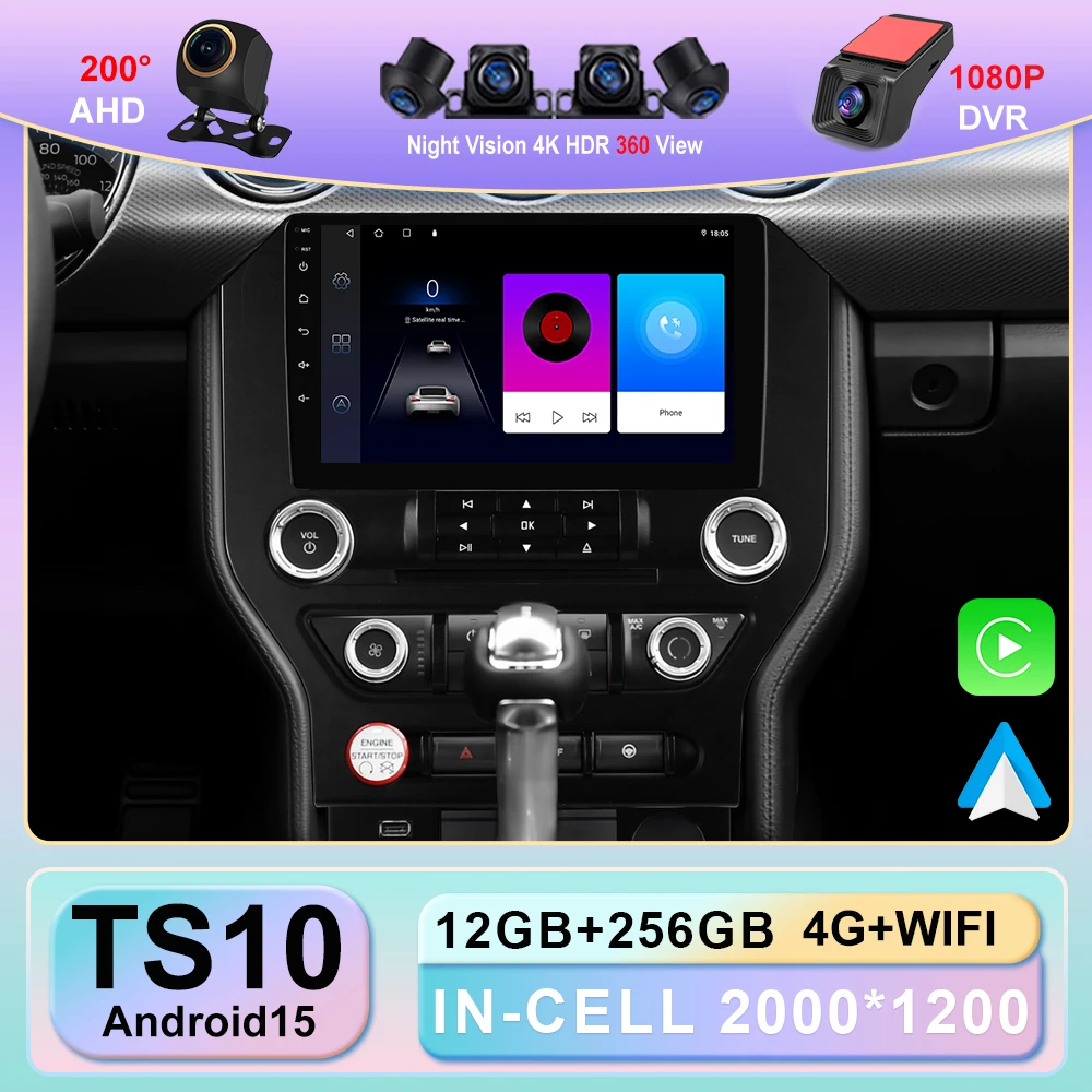 Android 15 Carplay FOR FORD Mustang S550 2014-2021 Multimedia Car ...