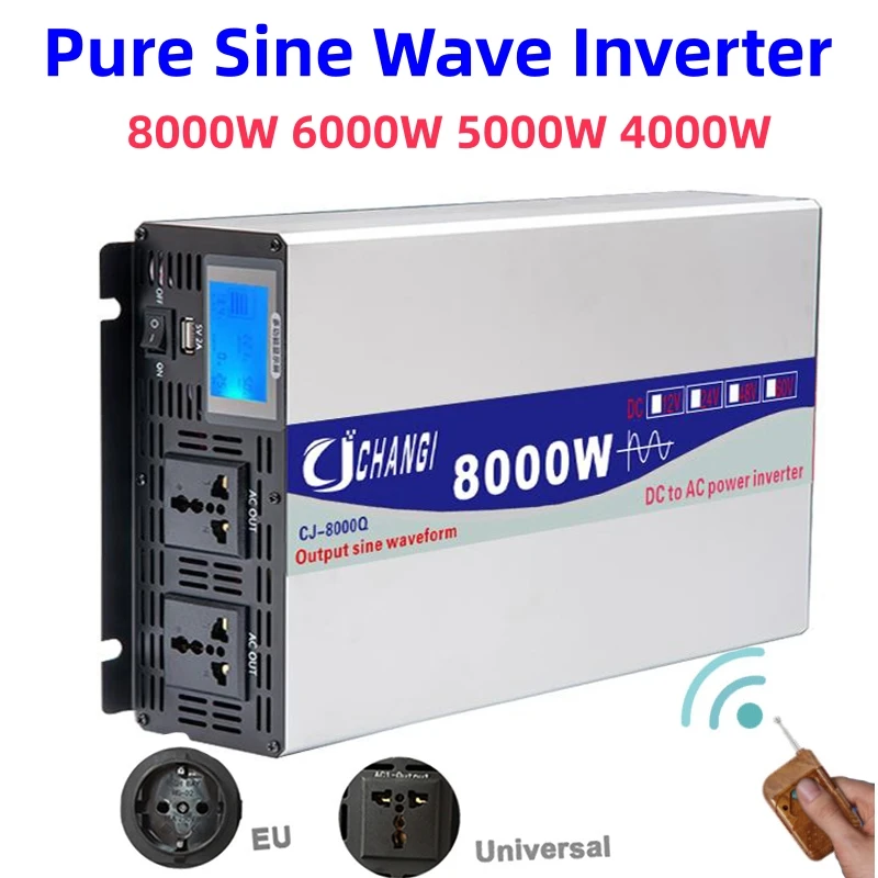 8000W-6000W-5000W-Pure-Sine-Wave-Inverter-12V-220V-120V-4000W-10KW ...