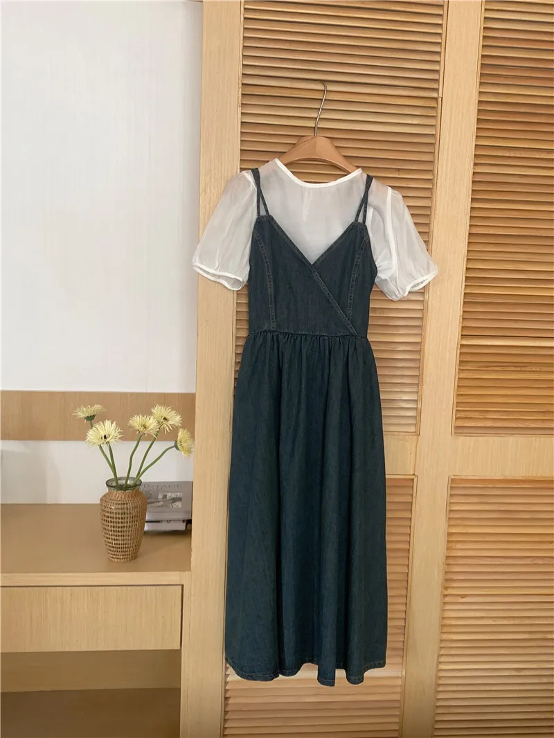 Women Dresses Sundress Summer Blouse 2 Piece Suit Sleeveless Vintage ...
