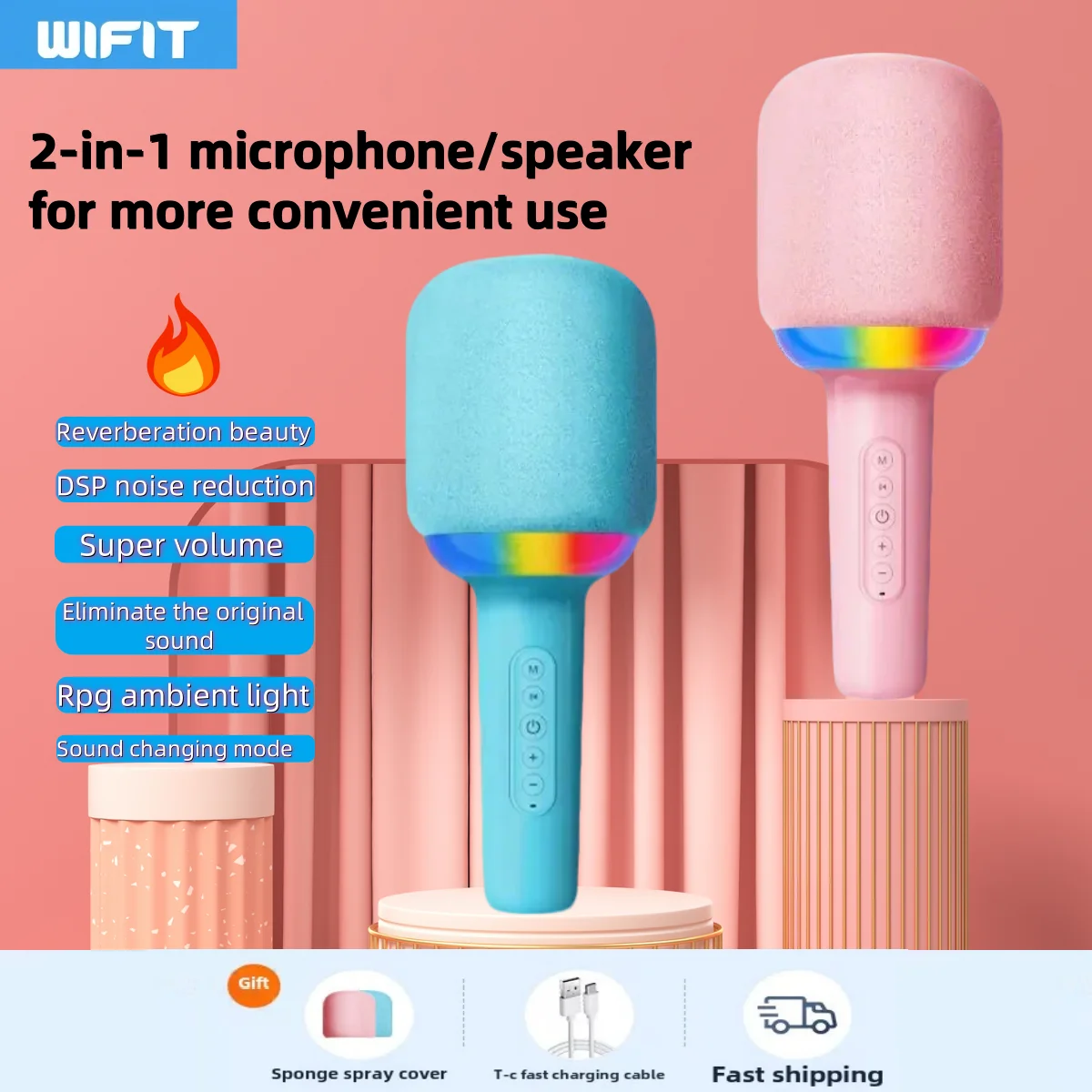 K6 microphone/speaker 2-in-1, Bluetooth 5.0 12M, playback time 3-4H ...
