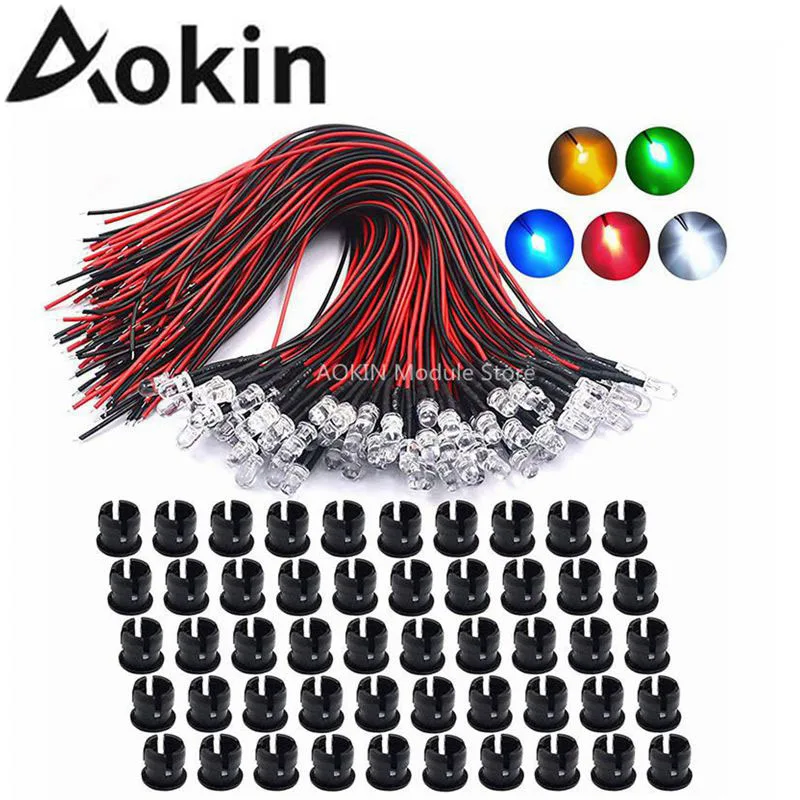 50pcs-lot-20CM-Pre-Wired-Led-Light-12V-5mm-Emitting-Diodes-Micro-Led ...