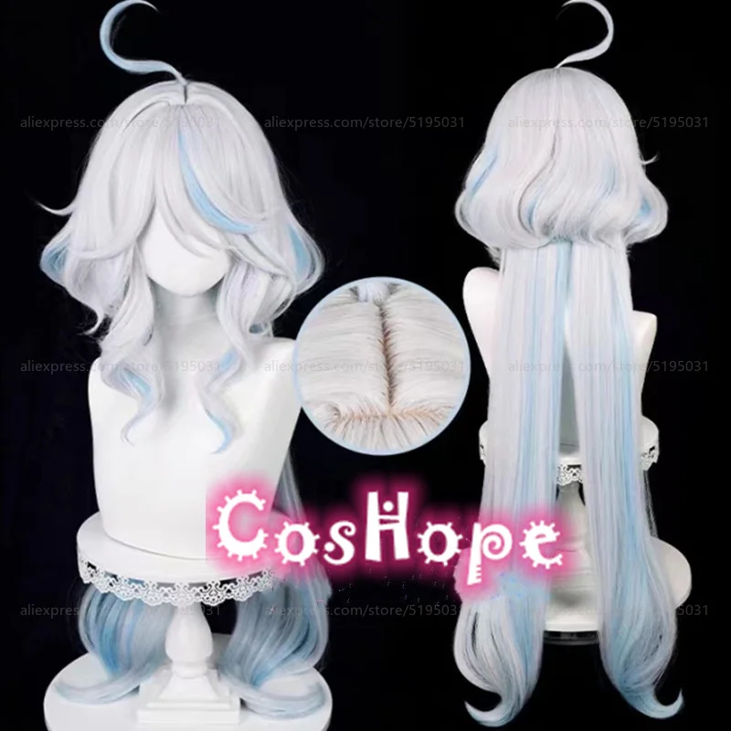 Genshin Impact Focalors Cosplay Wig Furina Wig Silver White Blue Wig ...