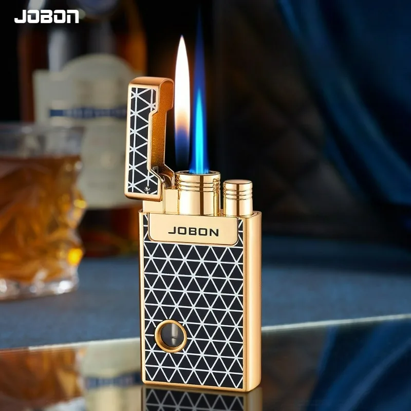 JOBON Double Fire Lighter Transparent Visible Gas Chamber Jet Flame ...