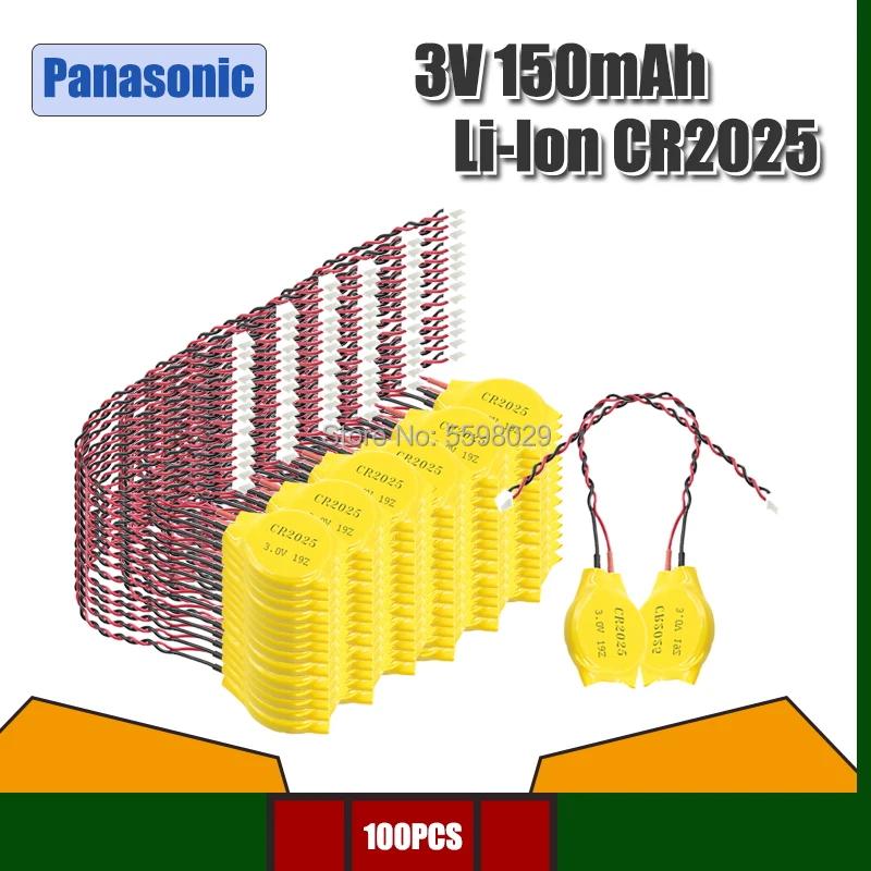 100pcs-Panasonic-Battery-CR2025-2025-Button-Battery-with-Wire-and-Plug ...