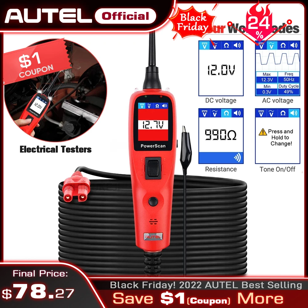 Autel Powerscan Ps100 Electrical System 12v/24v Diagnosis Circuit ...