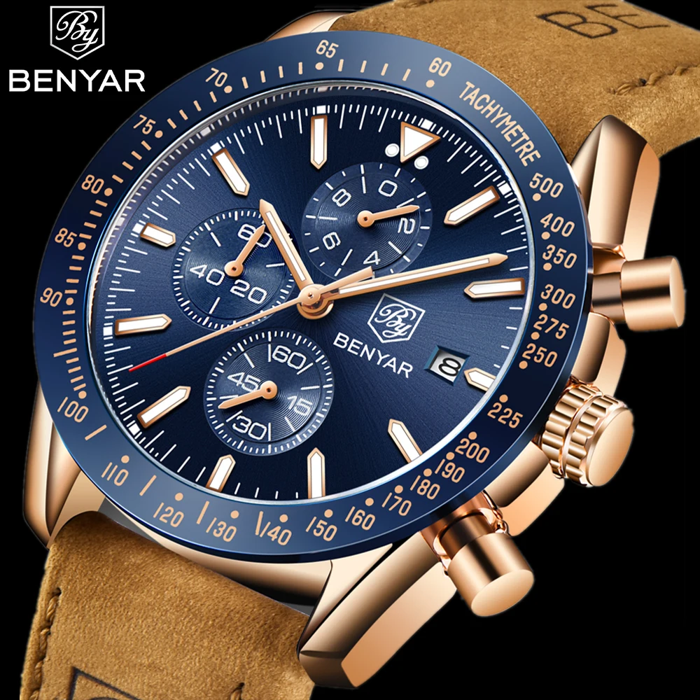 BENYAR Relojes de marca de lujo para hombre, reloj masculino con correa ...