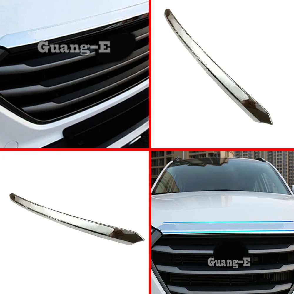 Car Garnish Detector Abs Chrome Front Engine Machine Grille Upper Hood ...
