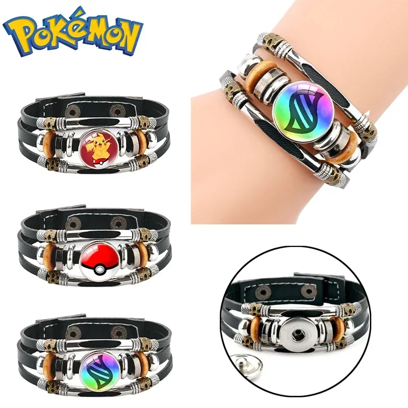 20cm-Pokemon-Pikachu-Mega-Stone-Cowhide-Bracelet-Anime-Peripheral ...
