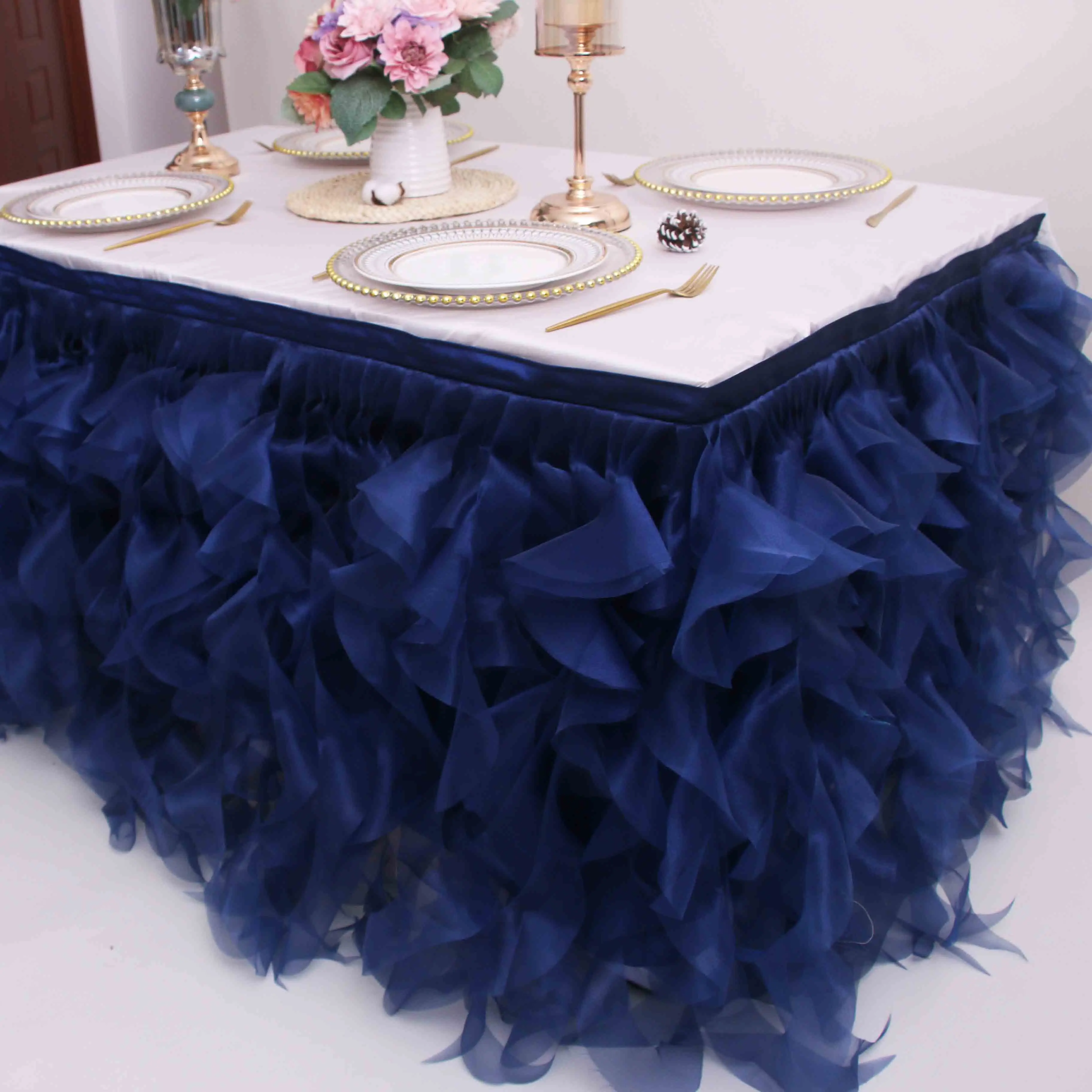 CL010 more colors custom made wedding ruffled red navy blue pink black ...
