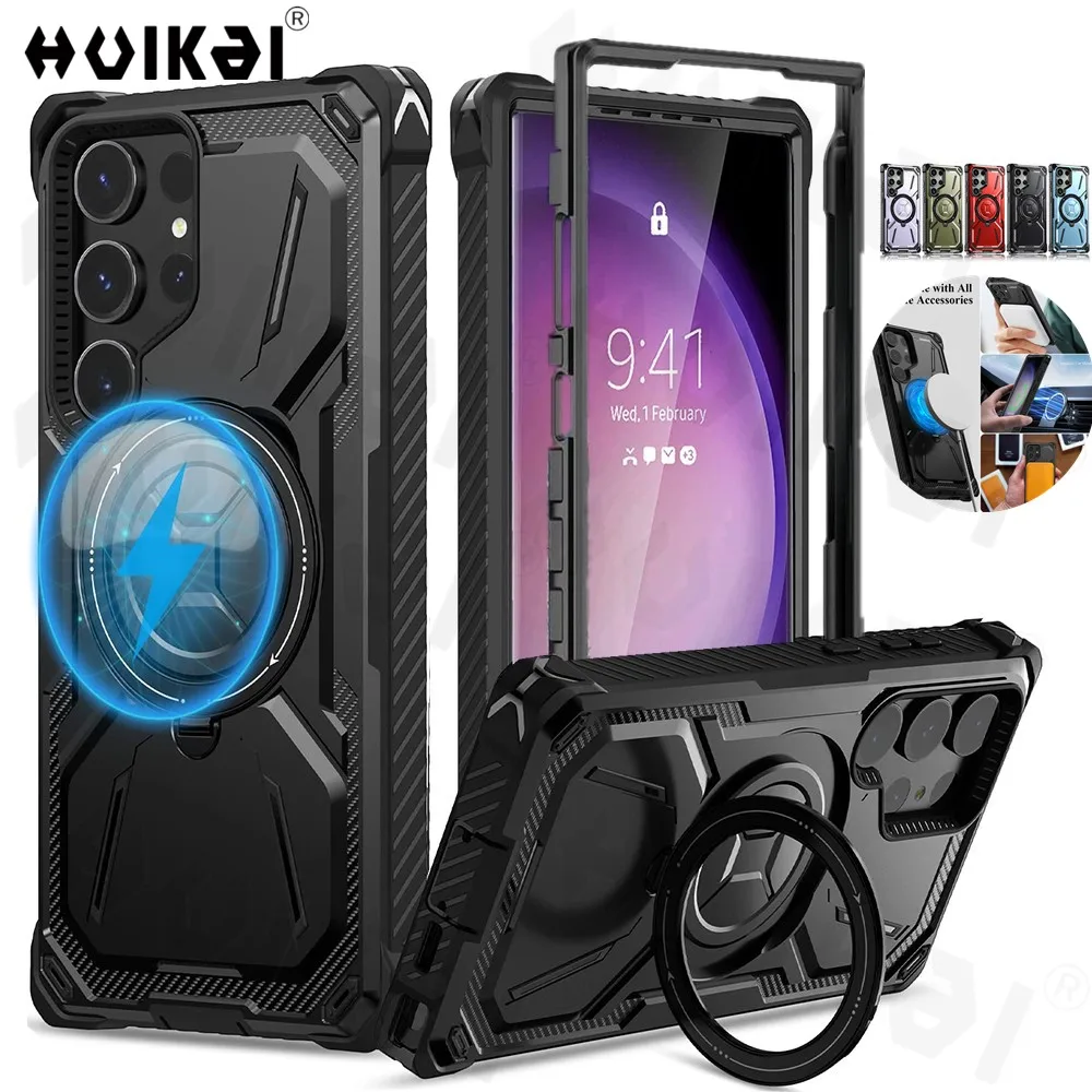 Magnetic Mag-Safe Case for Samsung Galaxy S23 Ultra S23 Plus S23 Heavy ...