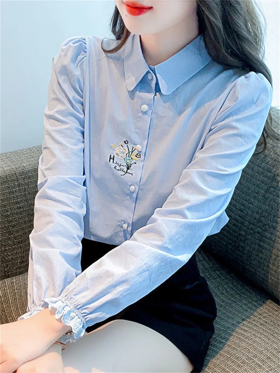 Embroidery Women Spring Autumn Blouses Shirts Lady Casual Long Sleeve ...
