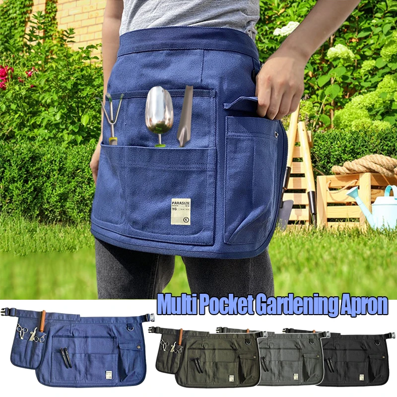 Multi-pocket Half Waist Apron Garden Tool Belt Gardening Apron Utility ...