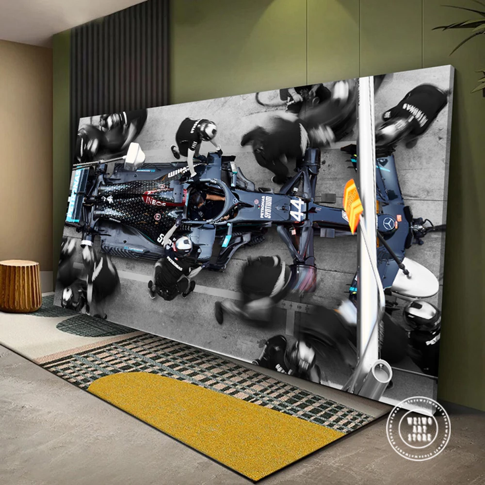 Mercedes-AMG-Pit-Stop-F1-Poster-Formula-1-Canvas-Painting-Modern-Racing ...