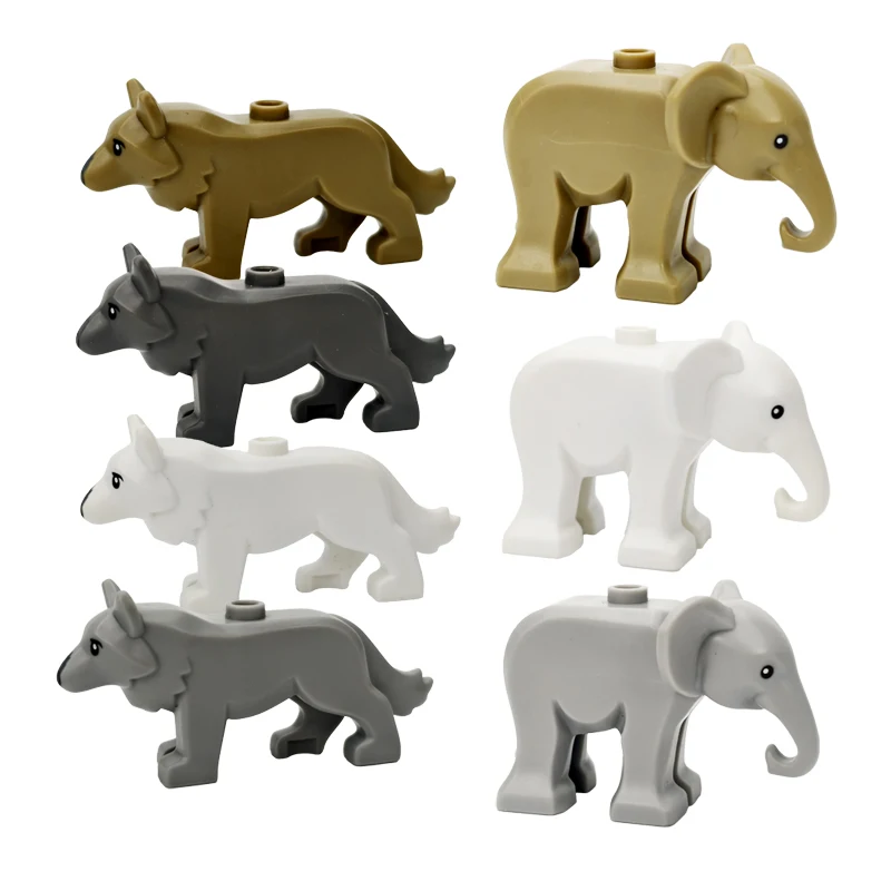 Compatible Animals Building Blocks for Children MOC elephant gray wolf ...