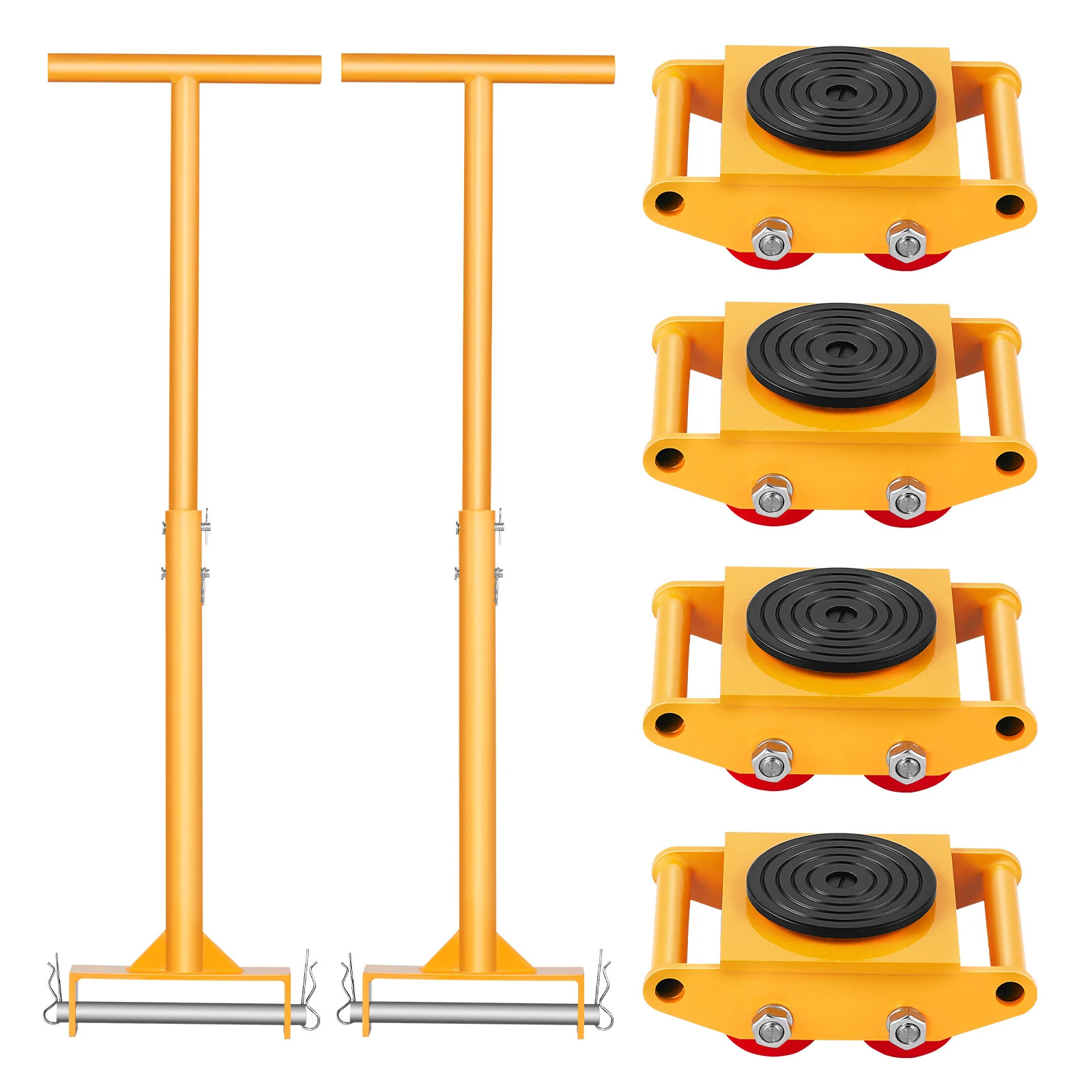 SucceBuy 4pcs 6T Machinery Skate Dolly with 360° Rotation Cap PU ...