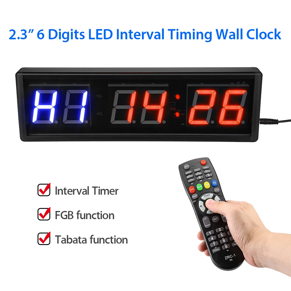 2.3'' LED Interval Timer Big Stopwatch Home Countdown Wall Clock ...