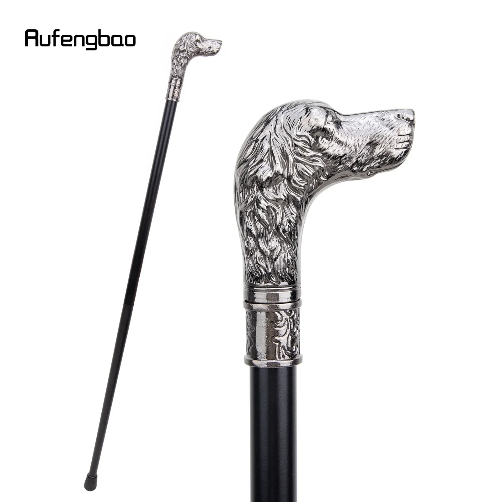 Sliver Loyal Dog Head Single Joint Fashion Walking Stick Decorative ...
