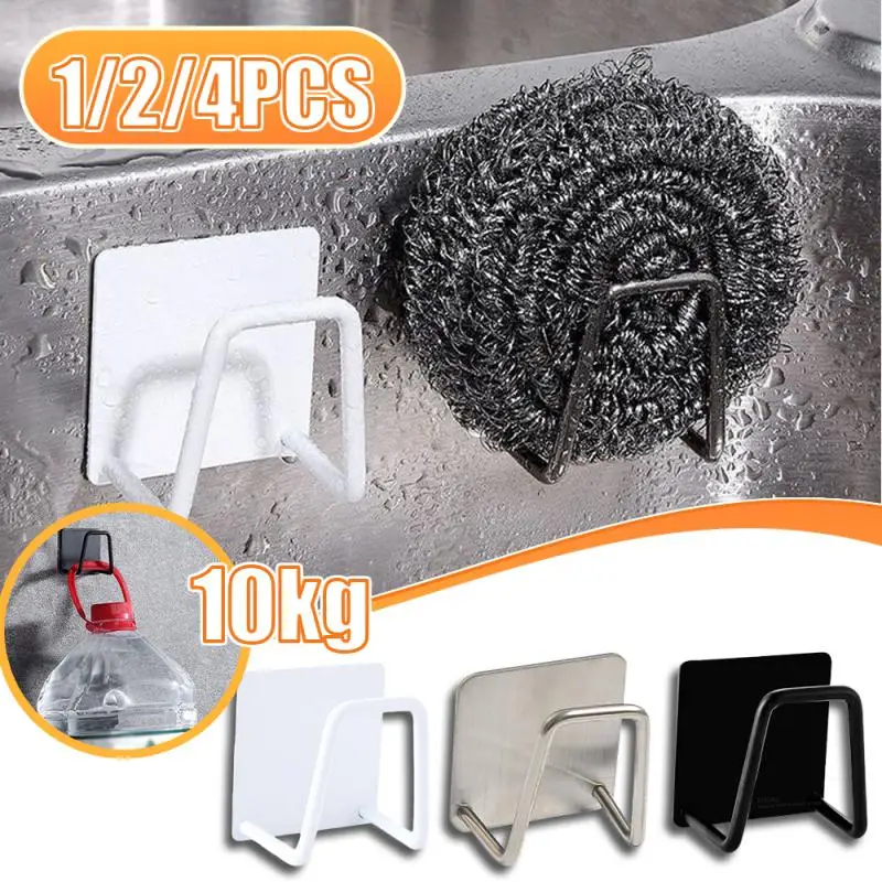 1-2-4pc-Kitchen-Stand-Hook-Sponges-Holder-Drain-Drying-Stainless-Steel ...