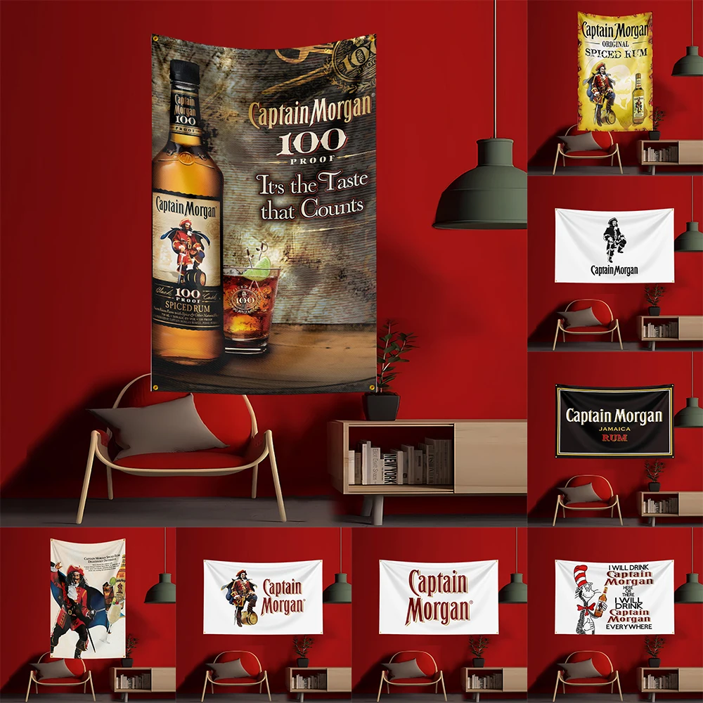 90X150CM C-Captain Morgans rum Flag Polyester Printed Alcohol Wine ...