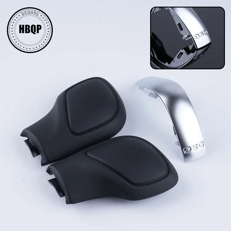 Black Leather Gear Shift Knob Side Cover With Shiny & Matte Dsg For Vw ...