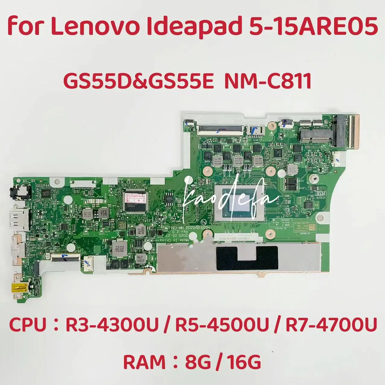 GS555D-GS55E-NM-C811-For-Ideapad-5-15ARE05-Motherboard-CPU-R3-R5-R7-RAM ...