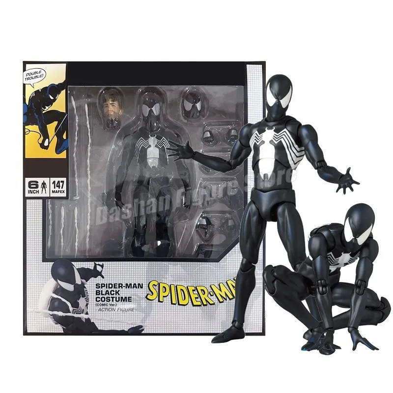 Mafex-147-Black-Spider-Man-Action-Figure-PVC-Collection-Decoration-Maf ...