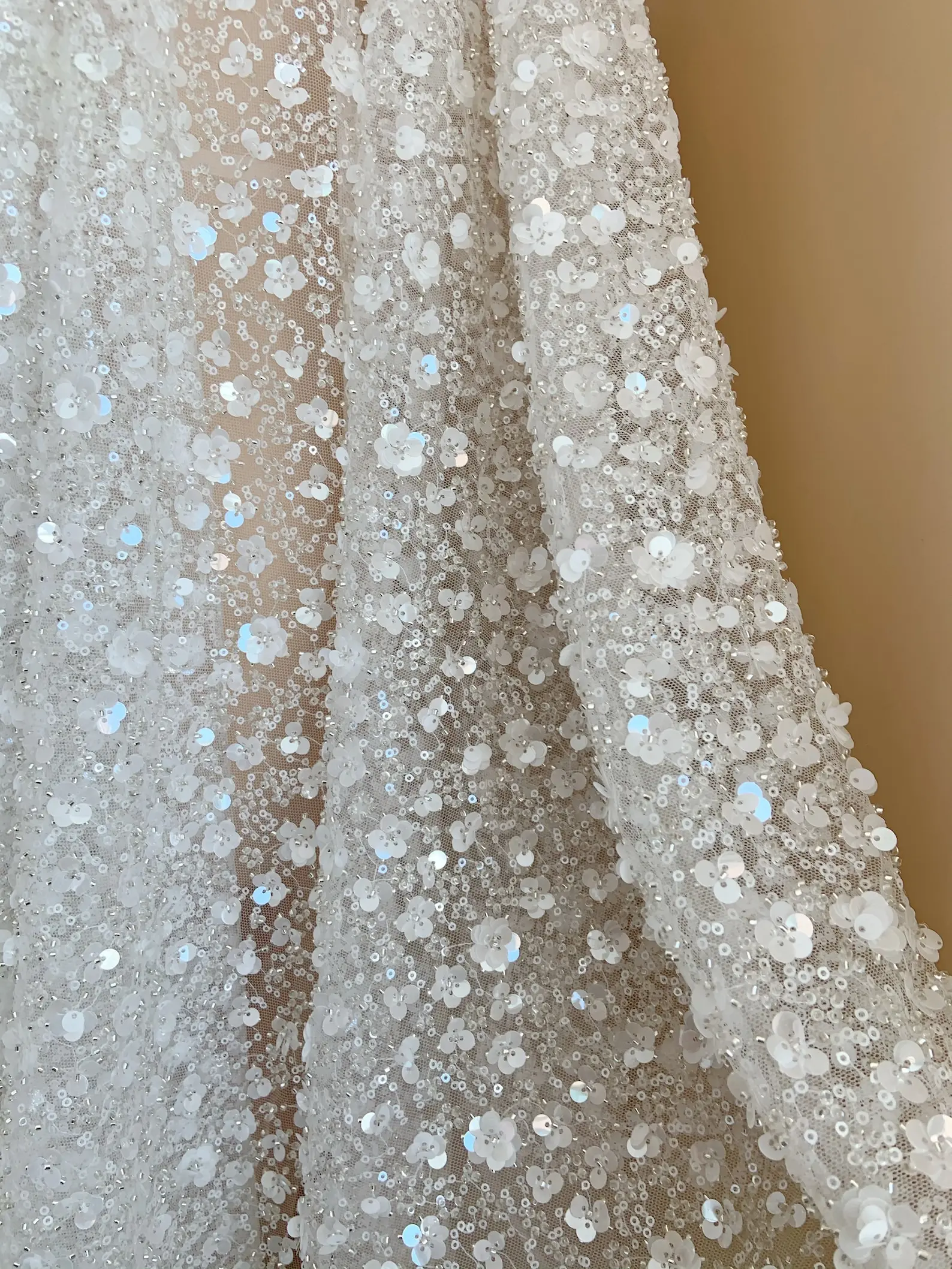 Off White Sequin Fabric