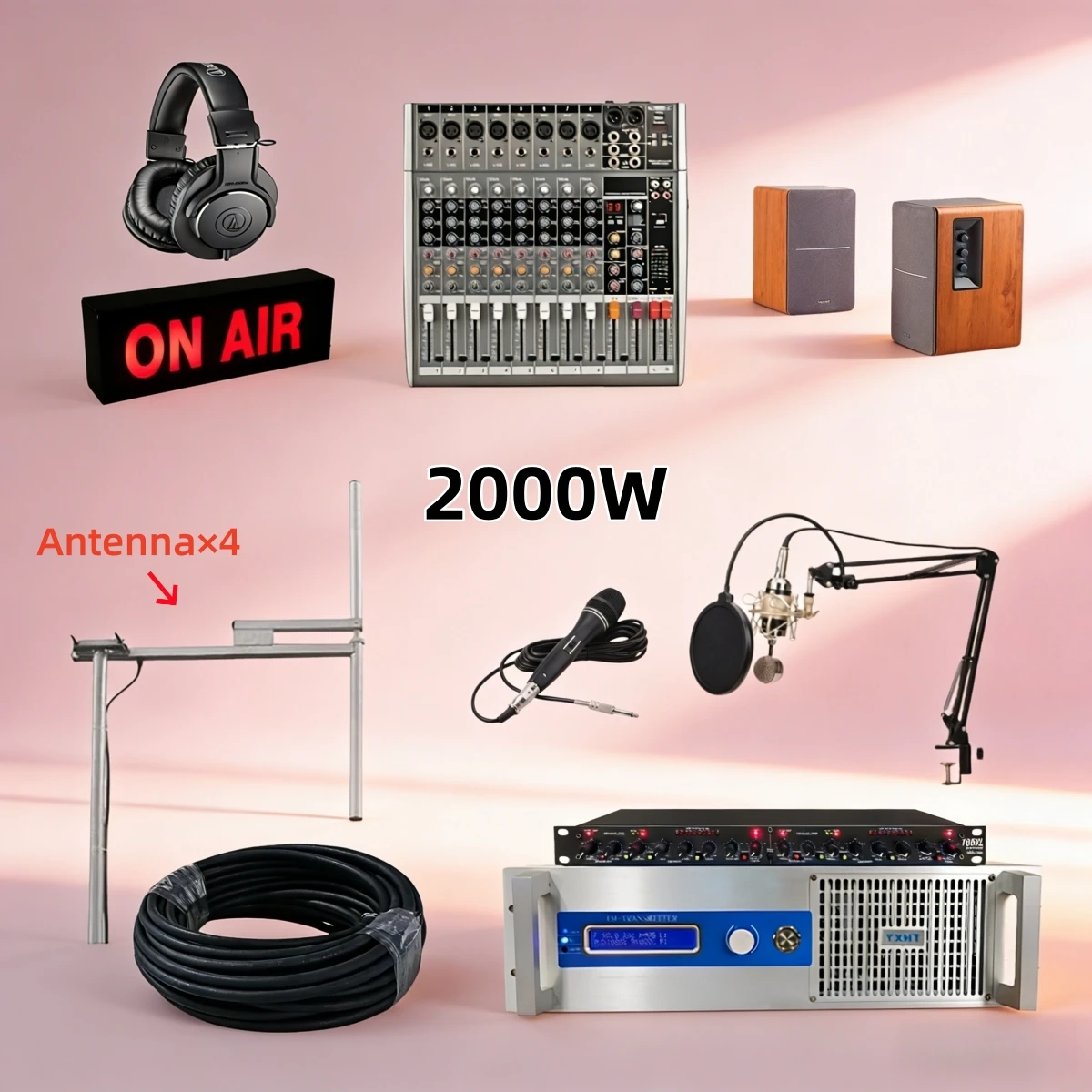 Complete 2KW(2000W) FM Radio Kit: Transmitter, Antenna System, Mixer ...