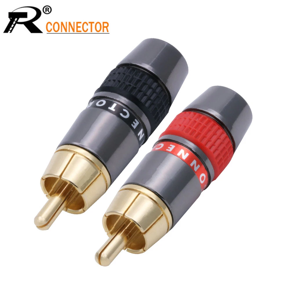 R Connector 1pair/2pcs Wire connector RCA male plug adapter Video/Audio ...