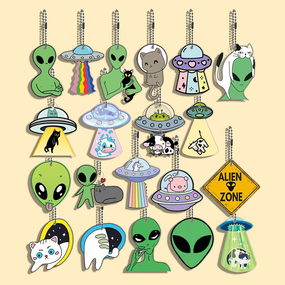 5/20 pcs/set Funny Cartoon Alien Keychain Student Gift Bag Women's Bag ...