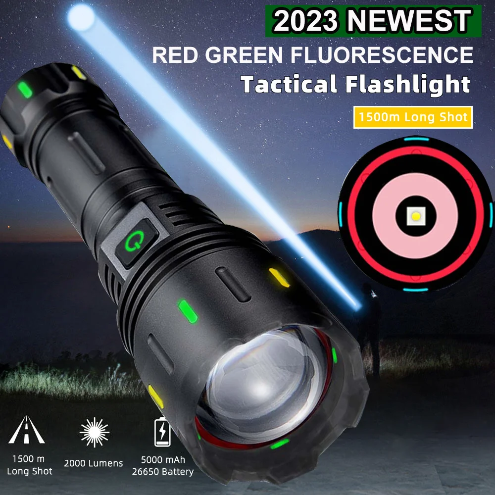 Brighest-New-Long-Wick-LED-Flashlight-With-Power-Bank-Long-Range-High ...