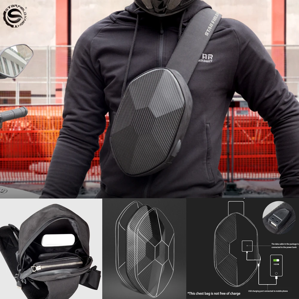 Waterproof Motorcycle Chest Bag Charging Cycling Small Backpack ...