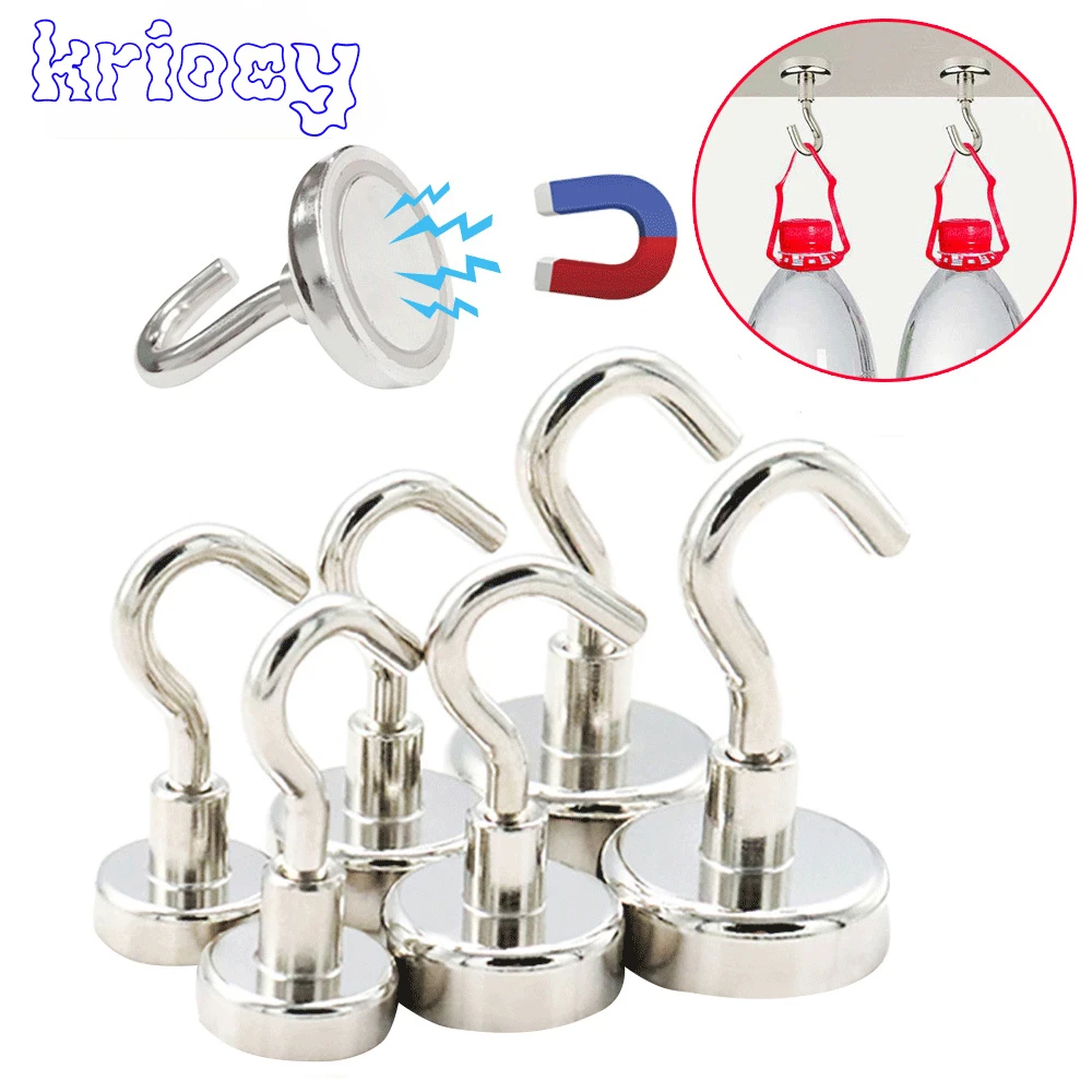 Powerful Magnetic Hook Strong Magnet Hook Wall-mounted Hanger Hook Key ...