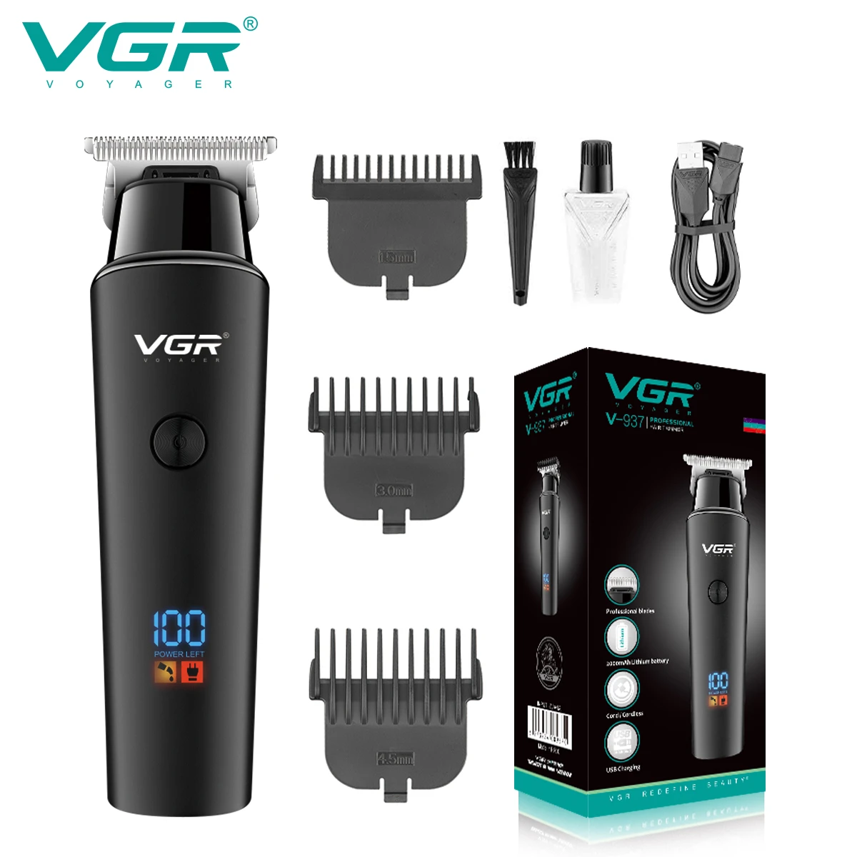Vgr Hair Clipper T-blade Hair Trimmer Professional 0mm Beard Shaver Electric Rechargeable Zero ...