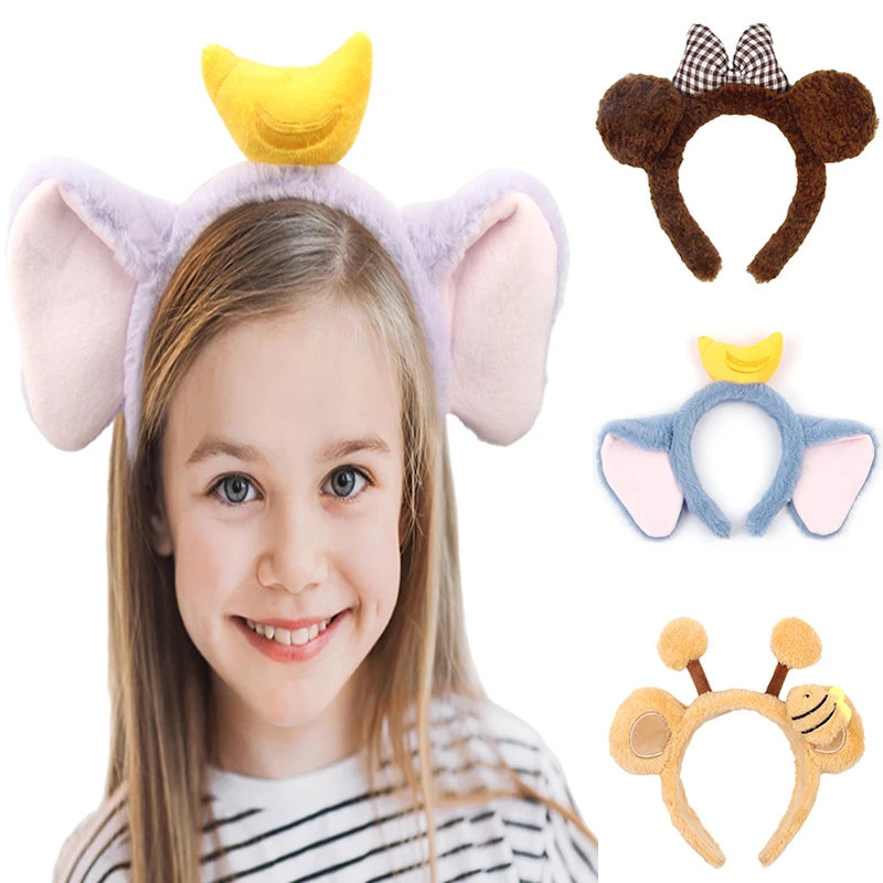 Adorable-Plush-Animal-Ears-Headband-Elephant-Bear-Bee-Fuzzy-Hairband ...