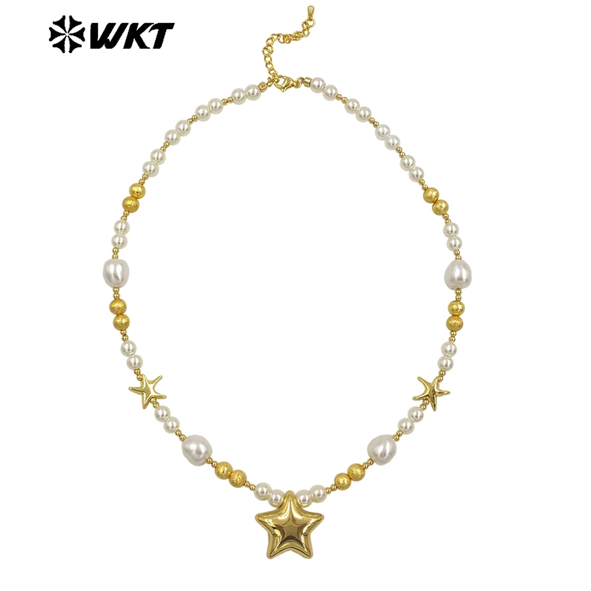 WT-JN287-WKT-Elegant-Fashion-Brass-And-Artificial-Pearl-Beads-With-Star-Necklace-With-Gold ...