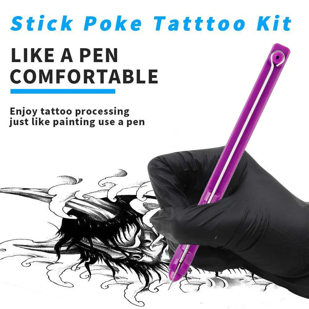 Kit de tatouage 3D Hand Poke and Stick,encre de tatouage DIY,ensemble pour l'art corporel ...
