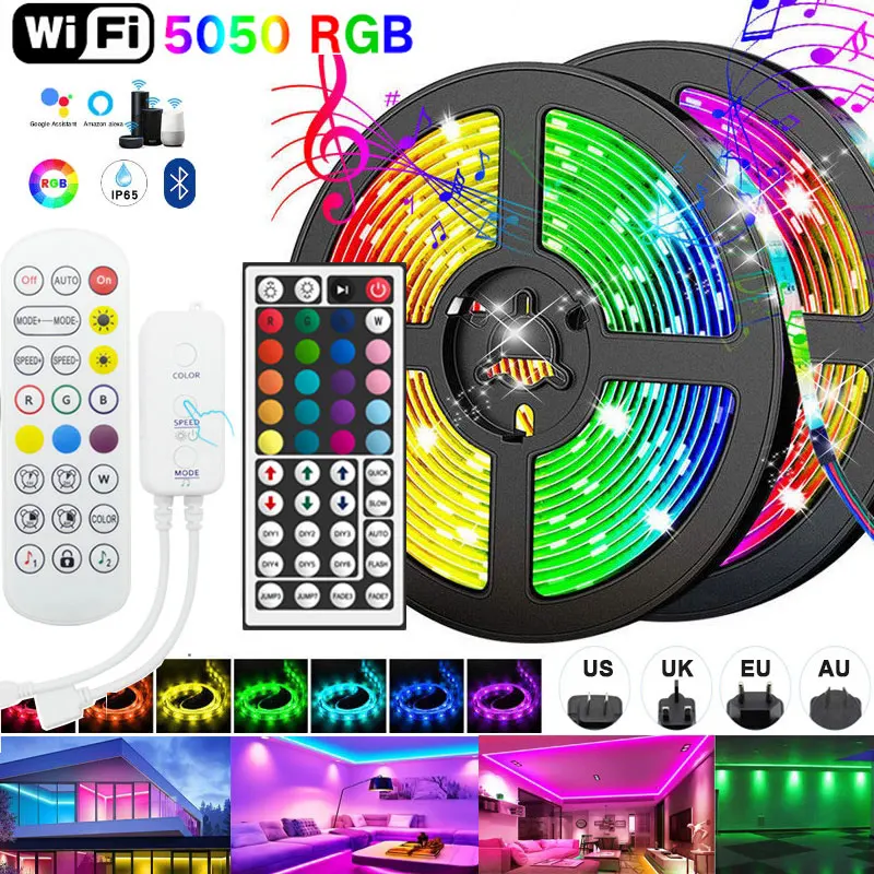 Wifi-Alexa-Led-Strip-Light-Rgb-10M-15M-20M-Led-Band-12V-Waterproof ...