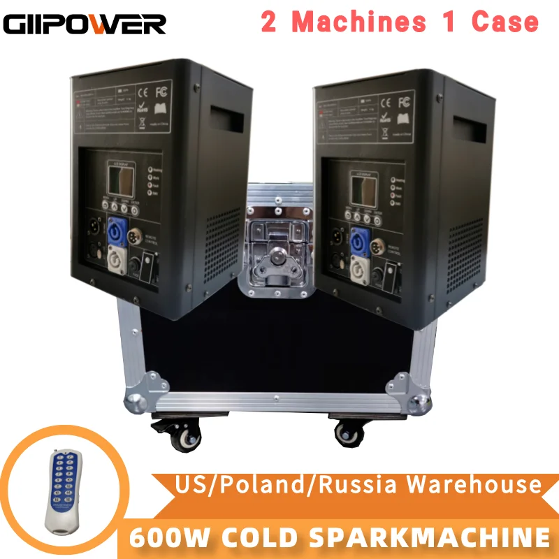 2-PCS-600W-Cold-Sparks-Machine-Flight-Case-optional-Sparkler-Wedding ...