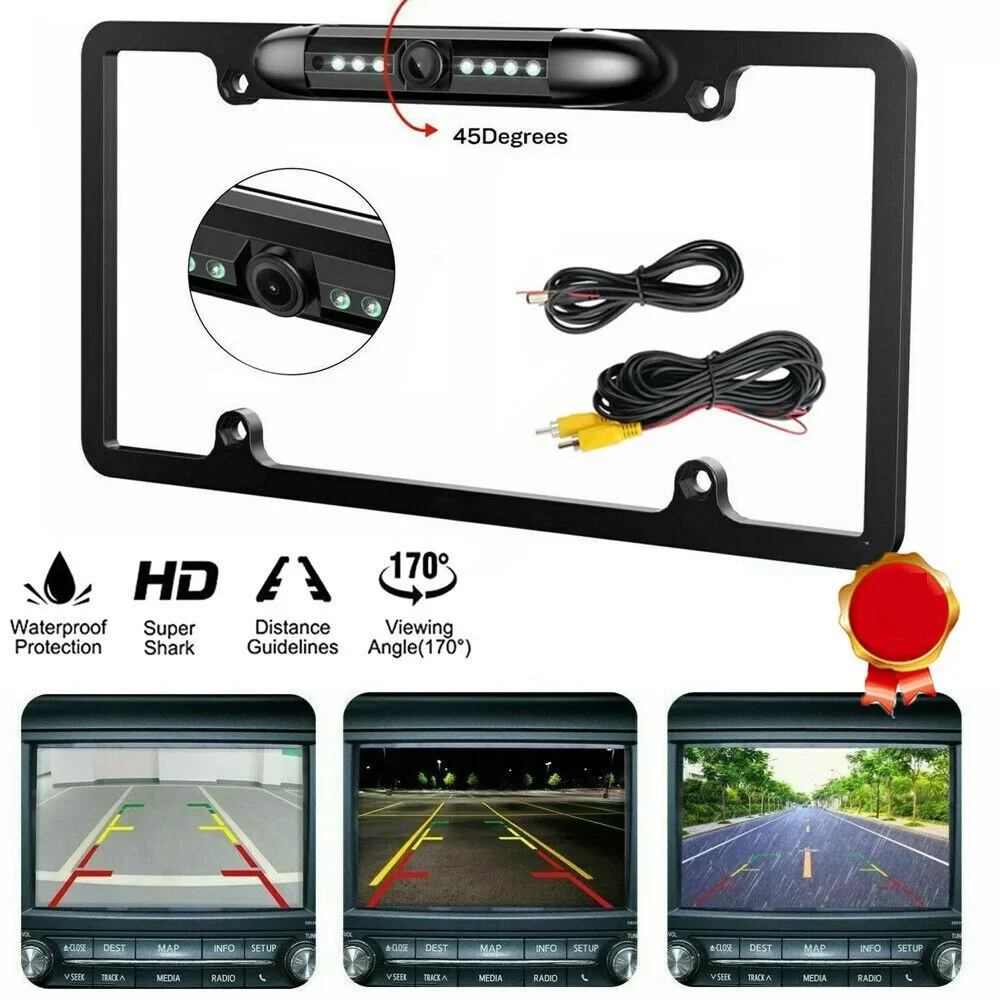8LED-Backup-Rear-View-Camera-License-Plate-Night-for-Car-SUV-Pickup ...