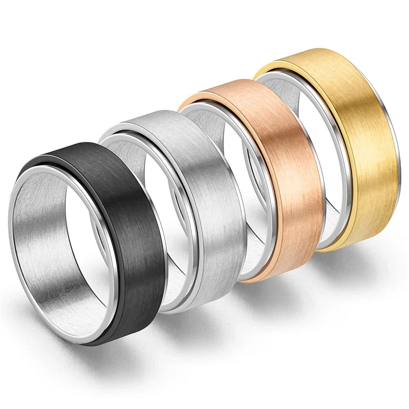 8mm-Titanium-Steel-Brushed-Rotating-Ring-Anxiety-Rings-for-Men-Spinner ...
