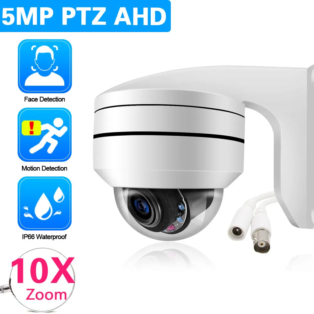 CCTV AHD PTZ Security 5MP MINI Speed Dome PTZ Camera 10X Zoom Control Analog Auto Focus IR 80M ...