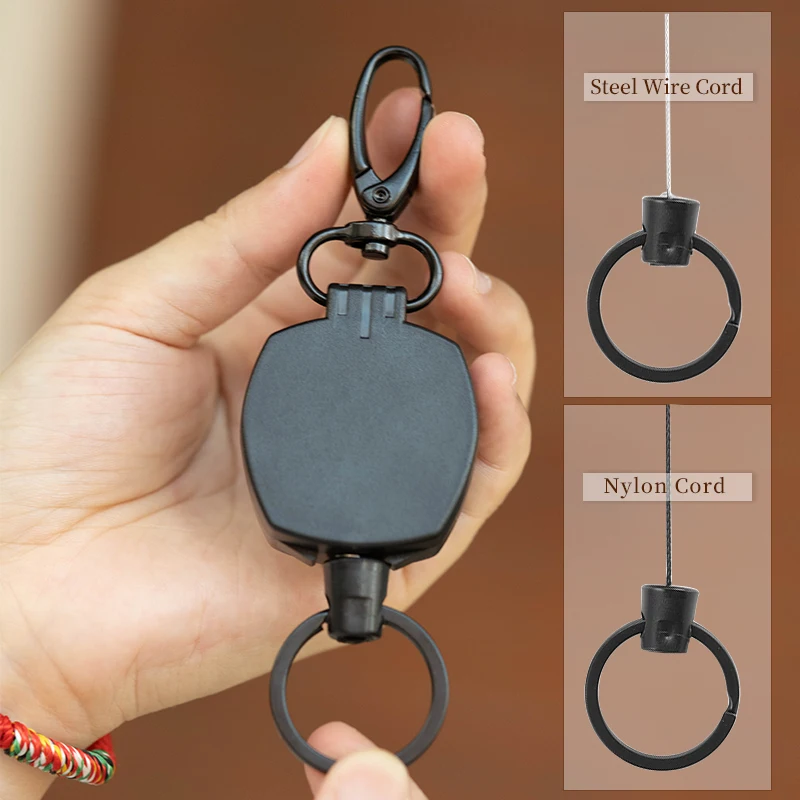 Retractable-Keychain-Badge-Holder-Extendable-Keyring-Ring-Reel-Key-for ...