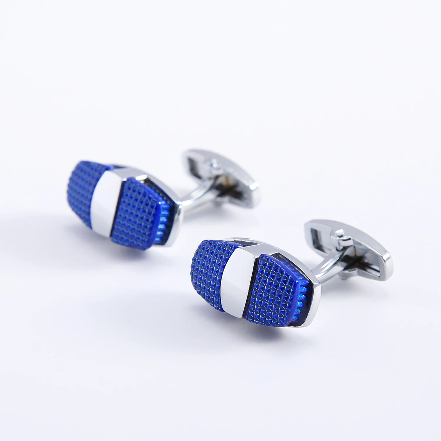 Luxury-Brand-Oval-Shape-Silver-Plated-Cufflinks-Copper-Blue-French ...