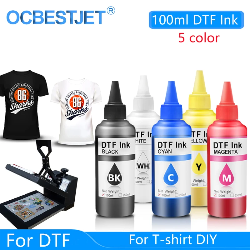 100ML-5-DTF-Ink-Kit-For-T-shirt-Transfer-Printing-For-Epson-L805-L1800 ...