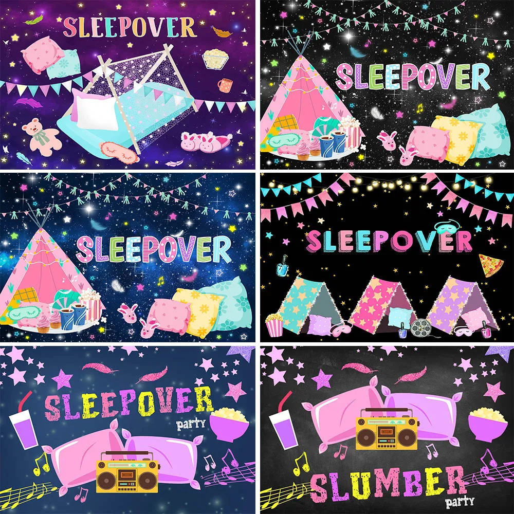 Mocsicka-Sleepover-Party-Backdrop-Girls-Slumber-Pajama-Pillow-Tent ...